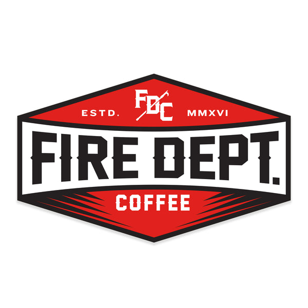 Fire Department Coffee Red Badge Sticker