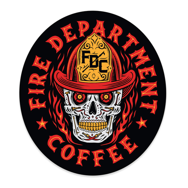 Sugar Skull Sticker - Fire Department Coffee